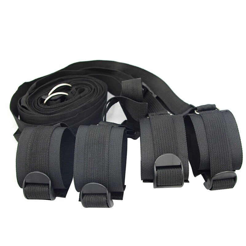 Bed Jam Sex Restraint Kit Adjustable Belt Nylon Handcuffs Ankle Cuffs ...